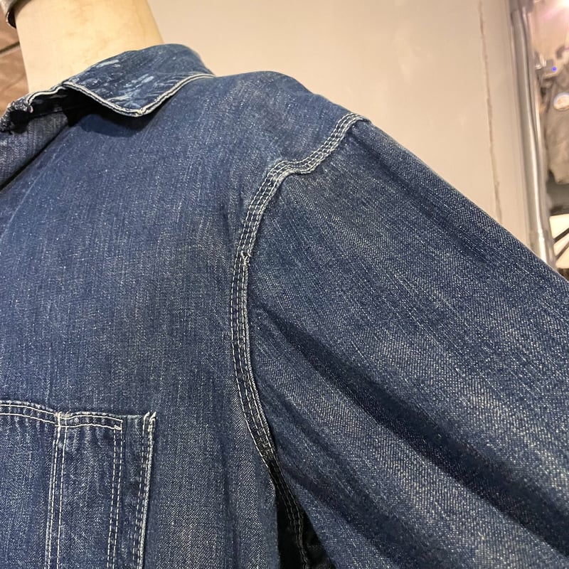 50s Vintage Denim Cover All デニムカバーオール インディゴ染 50s Vintage Denim Cover All デニムカバーオール インディゴ染