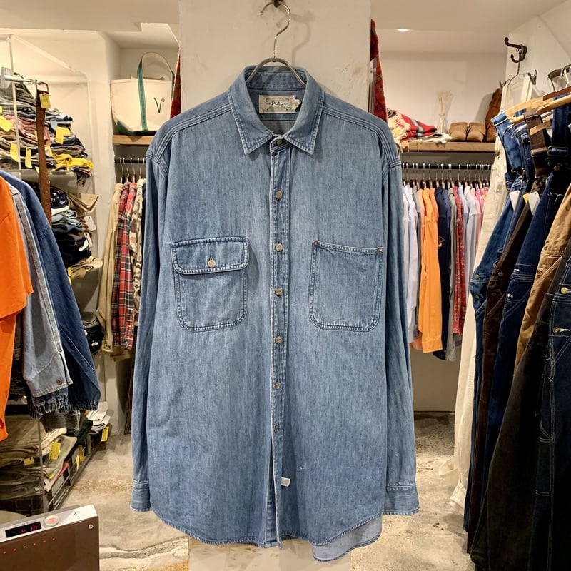 80s POLO RALPH LAUREN L/S デニムシャツ 白タグ ラルフローレン 80s POLO RALPH LAUREN L/S デニムシャツ 白タグ ラルフローレン