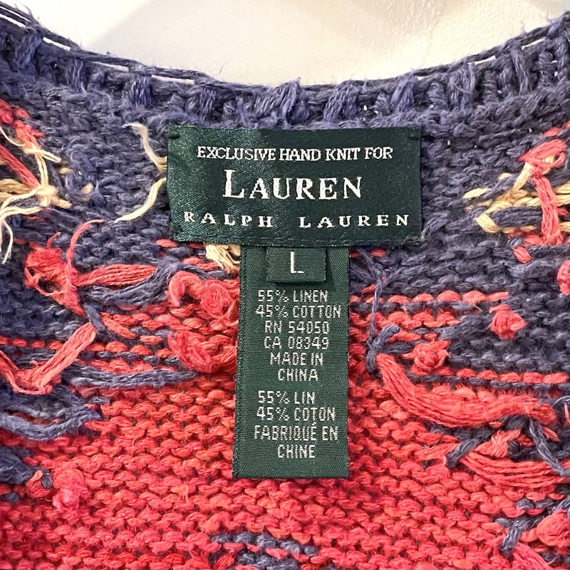 LAUREN RALPH LAUREN 90s ネイティブボーダー柄 ニットベスト LAUREN RALPH LAUREN 90s ネイティブボーダー柄 ニットベスト