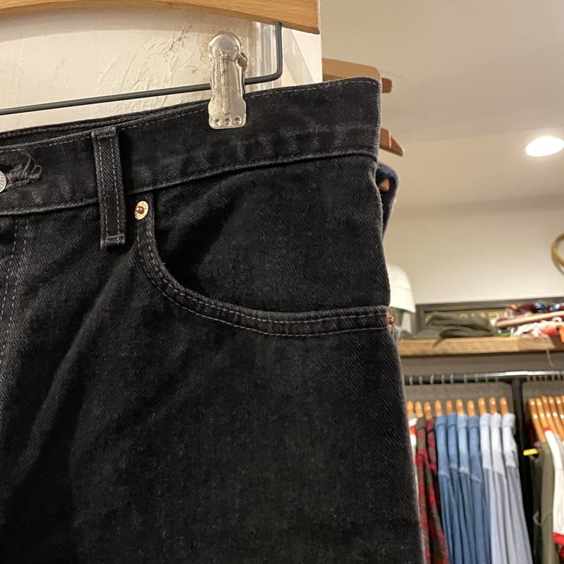 Levi's 505 後染めブラックデニムパンツ リーバイス505 ボタン裏 Levi's 505 後染めブラックデニムパンツ リーバイス505 ボタン裏