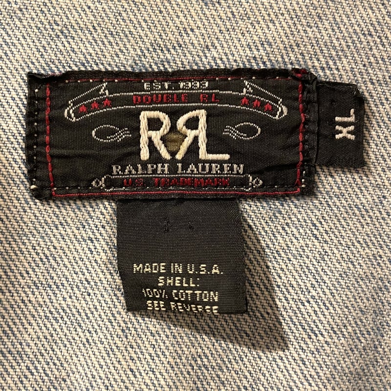 90s RRL デニムジャケット Lee 101J Type 三つ星タグ USA製 90s RRL デニムジャケット Lee 101J Type 三つ星タグ USA製