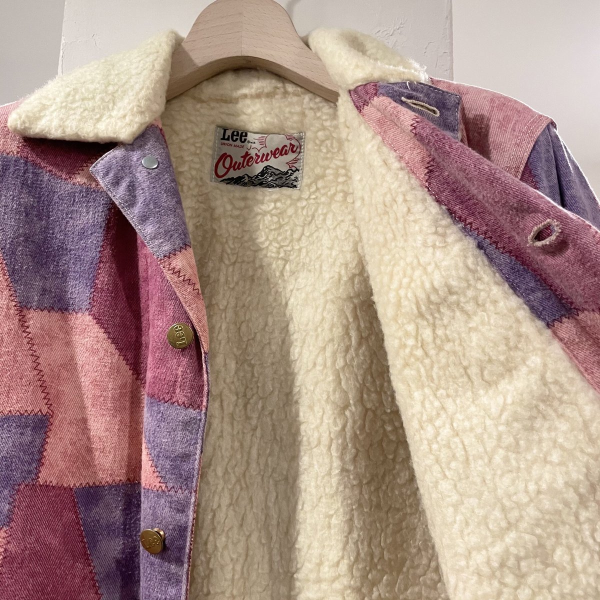 Lee 70s パッチワーク カバーオール ピンク 裏ボア仕様 リー Lee 70s パッチワーク カバーオール ピンク 裏ボア仕様 リー