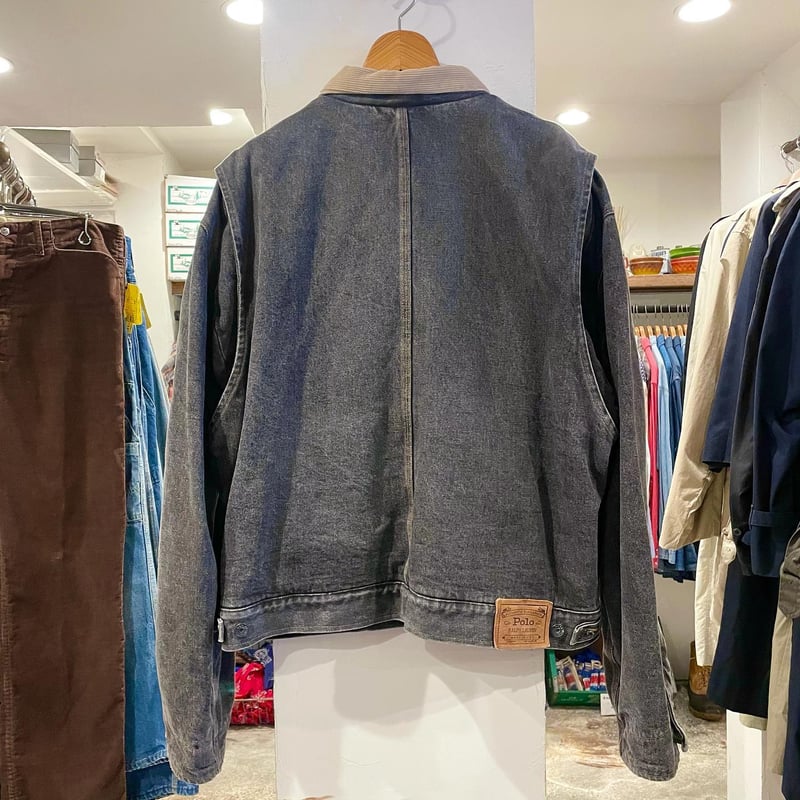 POLO RALPH LAUREN 80s USA製 ブラックデニムジャケット 襟 POLO RALPH LAUREN 80s USA製 ブラックデニムジャケット 襟