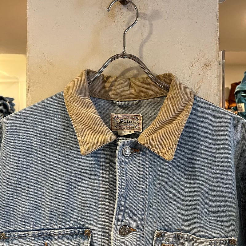 80s POLO RALPH LAUREN インディアンヘッド デニムジャケット 白 80s POLO RALPH LAUREN インディアンヘッド デニムジャケット 白