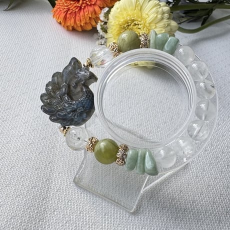 《蒼の羽が記憶を照らす》 ラブラドライト鳳凰ブレスレット | Studio Kururi