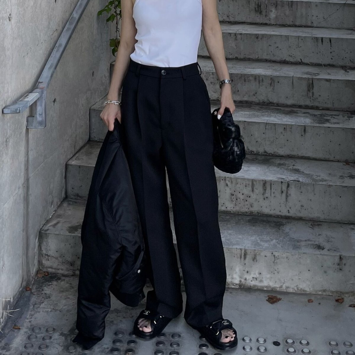 tailored slacks(black/camel) | ok.soon