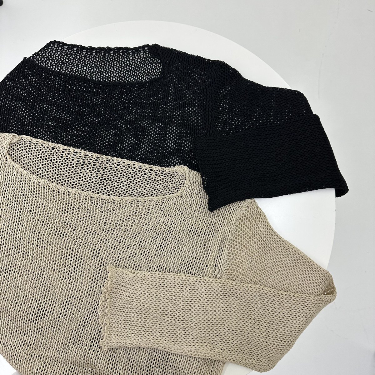 linen mesh knit(black,beige) | ok.soon