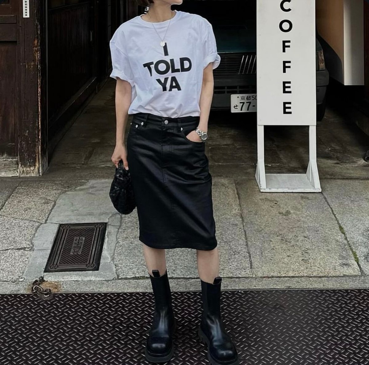 ok.soon×piccadilly COATING DENIM MIDDLE SKIRT