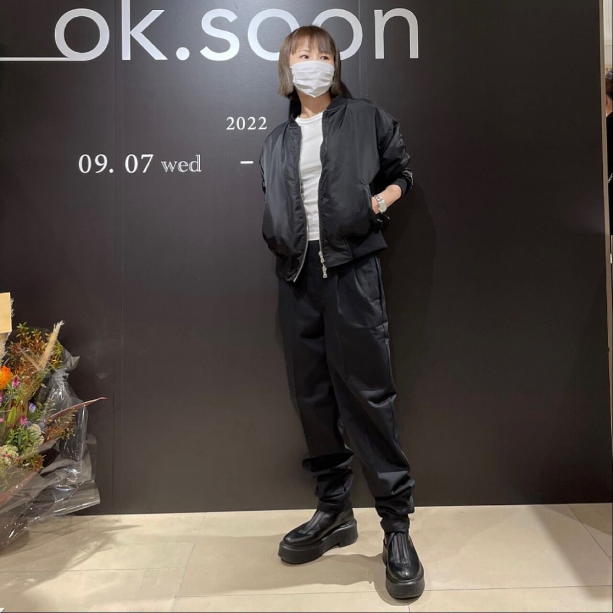 ok.soon×dickies 2tuck tapered chino pants (blac...