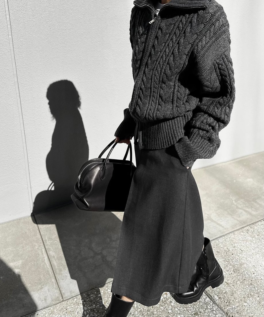 box pleats skirt gray | ok.soon