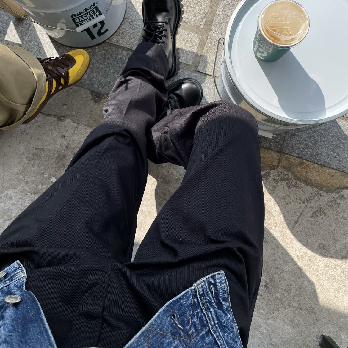 ok.soon×dickies 2tuck tapered chino pants (blac...