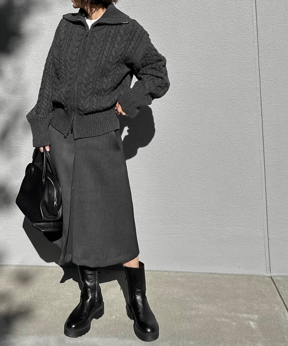 box pleats skirt gray | ok.soon