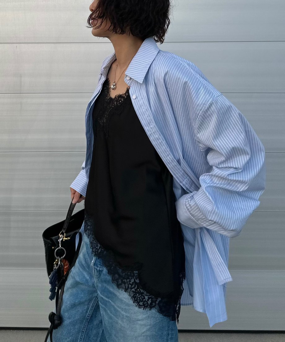 [pre-order]layered stripe shirt over size | ok....