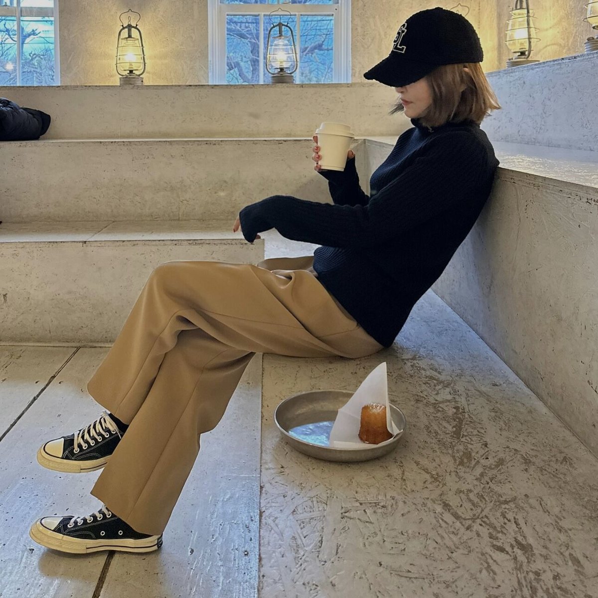 tailored slacks(black/camel) | ok.soon