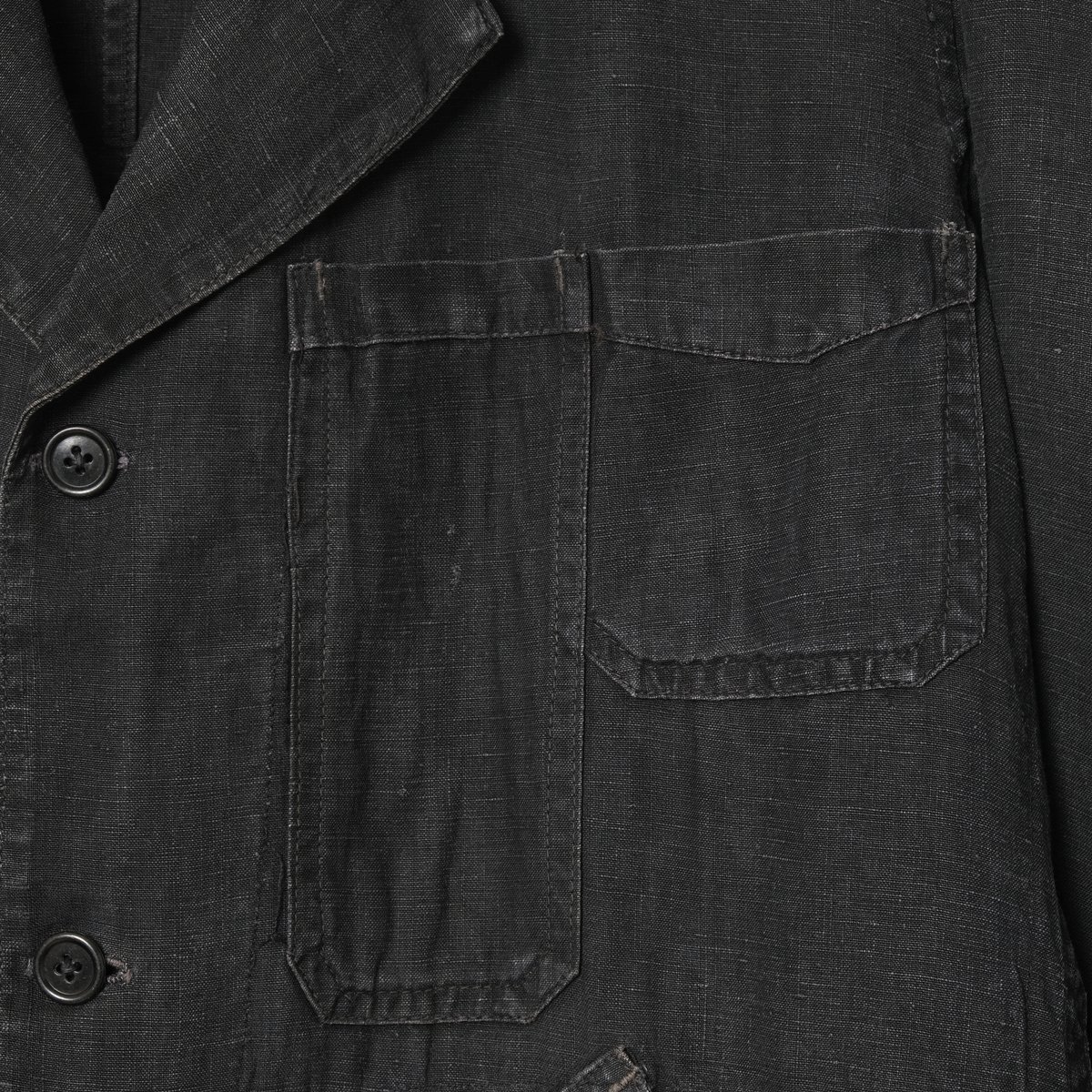 40s France Vintage Black Linen Maquignon Coat 40s France Vintage Black Linen Maquignon Coat