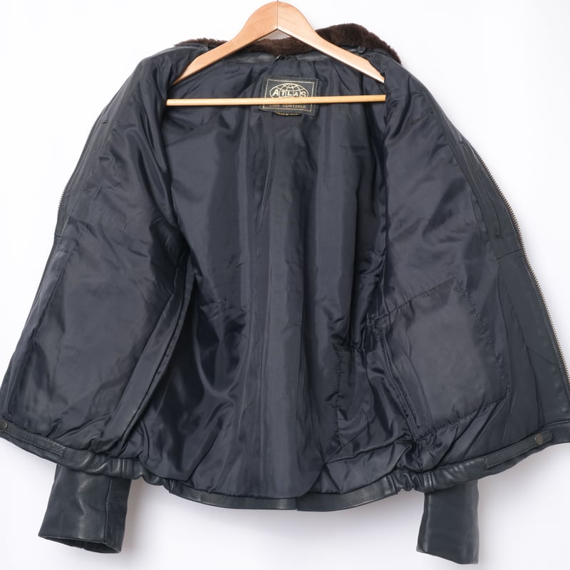 70s-80s French Vintage ATLAS Leather Jacket Siz 70s-80s French Vintage ATLAS Leather Jacket Siz