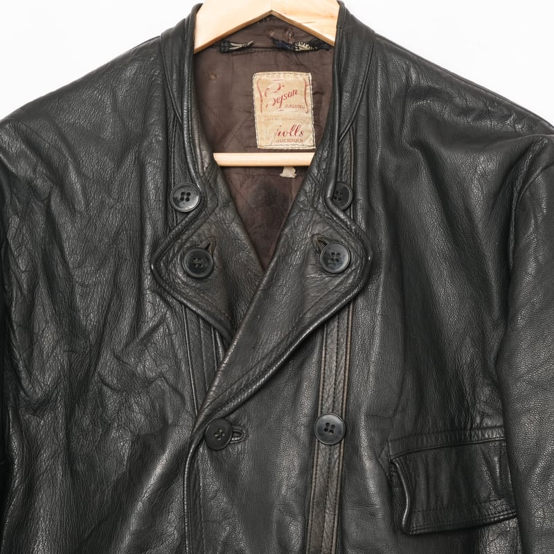 50-60s Sweden Vintage Double breasted Leather J 50-60s Sweden Vintage Double breasted Leather J