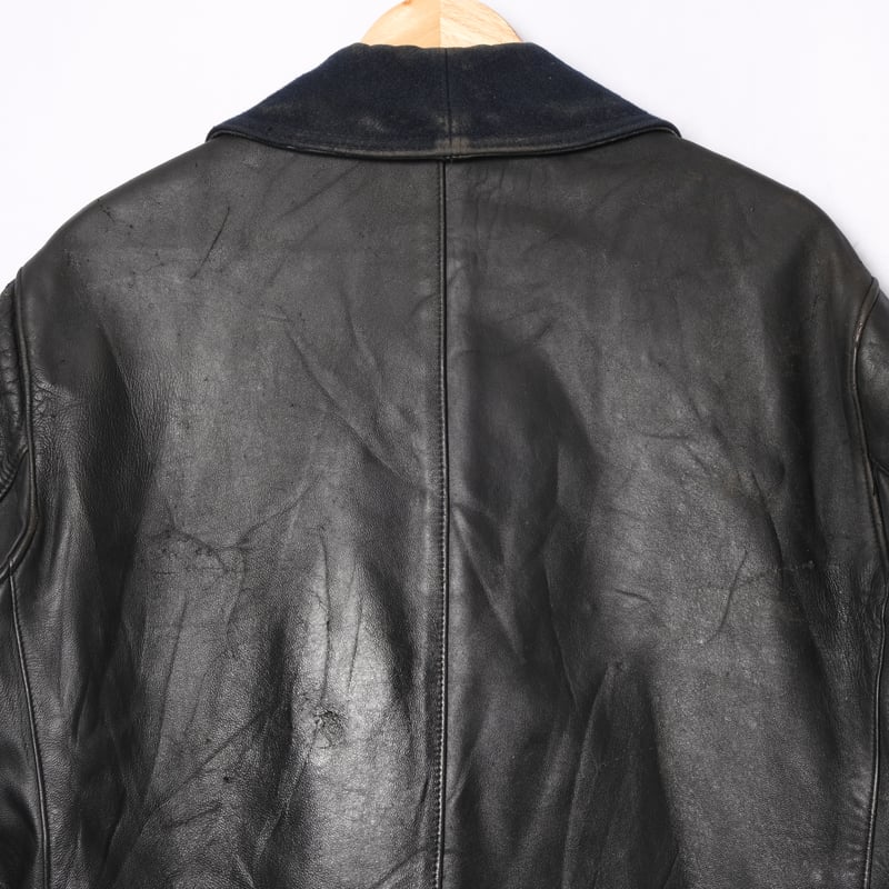 50s-60s France Vintage Leather Jacket Wool Coll 50s-60s France Vintage Leather Jacket Wool Coll