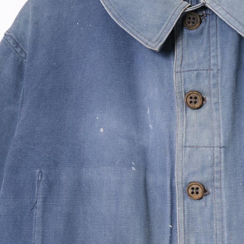 30-40s Le Mont St Michel Blue Twill Jacket Woo 30-40s Le Mont St Michel Blue Twill Jacket Woo