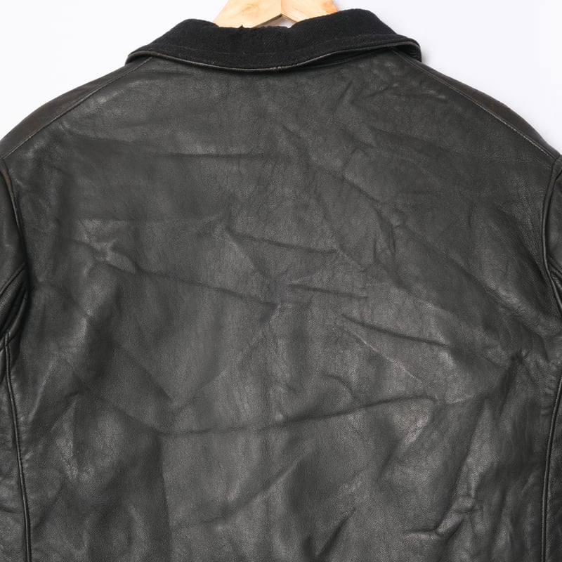50s-60s France Vintage Leather Jacket Wool Coll 50s-60s France Vintage Leather Jacket Wool Coll