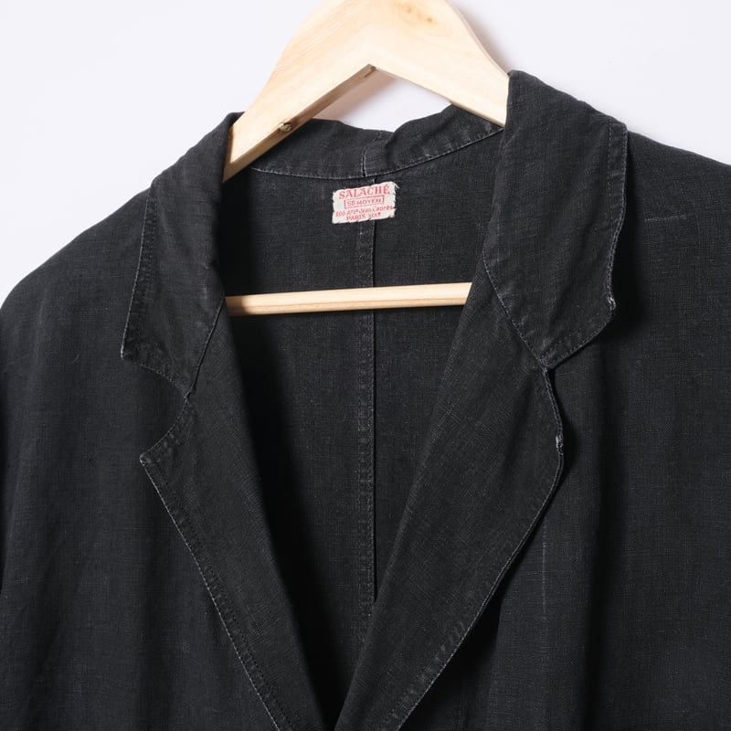 30-40s France Vintage SALACHE Black Linen Maqu 30-40s France Vintage SALACHE Black Linen Maqu