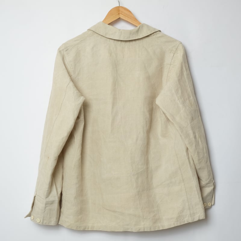 30s Marine Nationales Shawl collar Linen Smock 30s Marine Nationales Shawl collar Linen Smock
