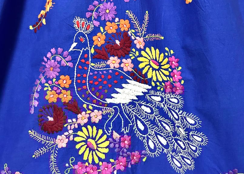 メキシカン ワンピース 花 鳥 刺繍 手刺繍 ヴィンテージ メキシカン ワンピース 花 鳥 刺繍 手刺繍 ヴィンテージ
