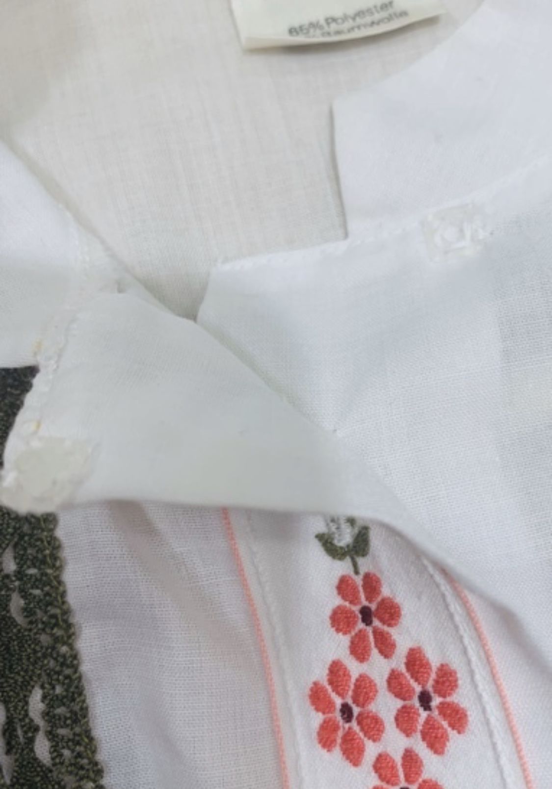 Dacron ヨーロッパ チロル チロリアン 刺繍 レース 白 ブラウス Dacron ヨーロッパ チロル チロリアン 刺繍 レース 白 ブラウス