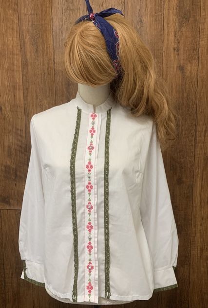 Dacron ヨーロッパ チロル チロリアン 刺繍 レース 白 ブラウス Dacron ヨーロッパ チロル チロリアン 刺繍 レース 白 ブラウス