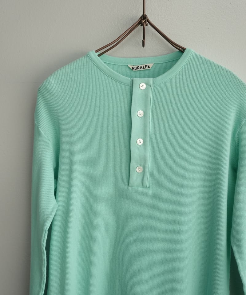 AURALEE(MENS) / ORGANIC SOFT RIB HENLY NECK P/O AURALEE(MENS) / ORGANIC SOFT RIB HENLY NECK P/O