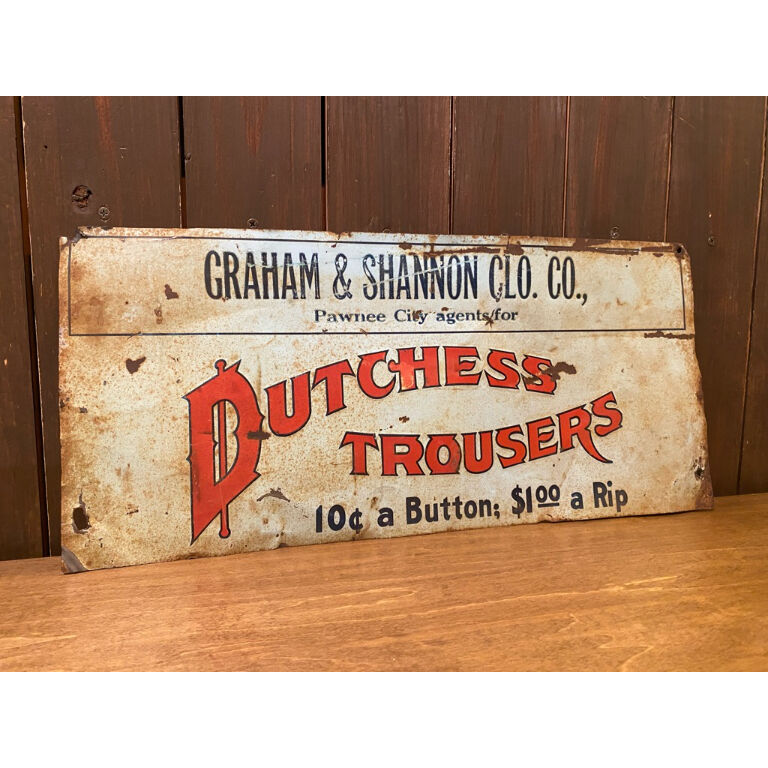 1920's Dutchess Trousers Co. Tin Sign | magnets...