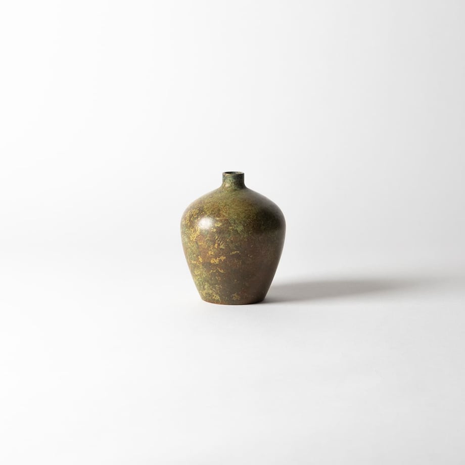 花入 坐 鶯茶 / Flower Vase "ZA" - Uguisu-cha | 炭谷三郎商店