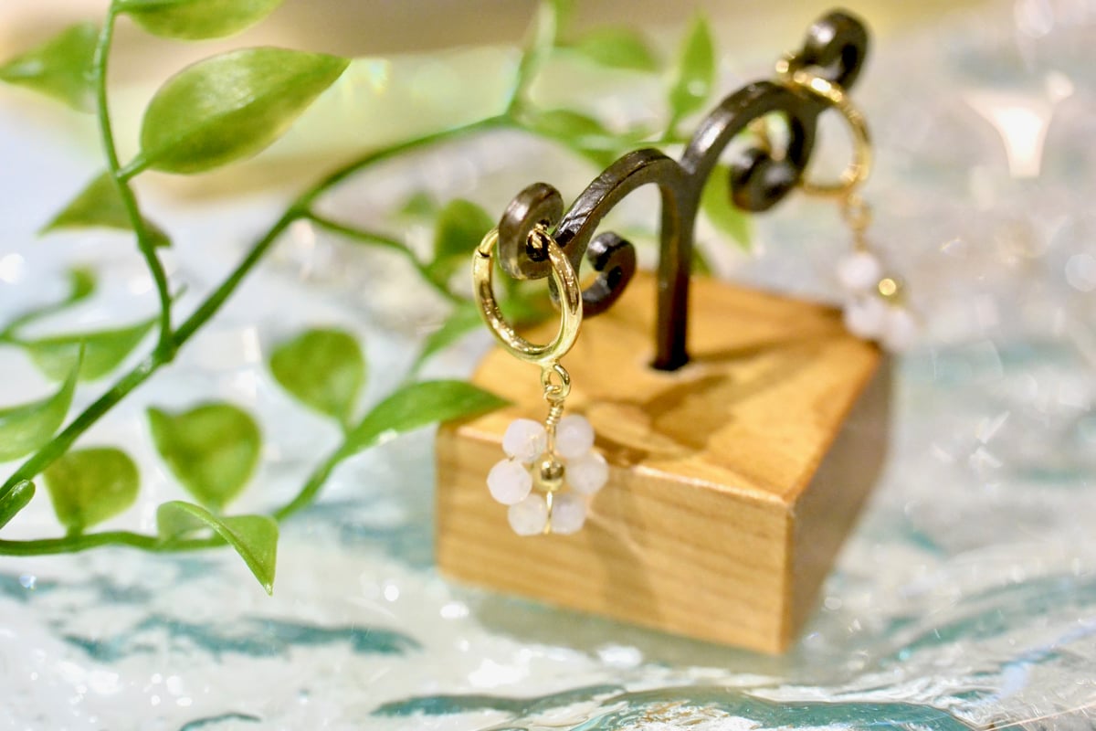 Flower Motif Stones Clip Earrings*天然石使用 | OctaH...