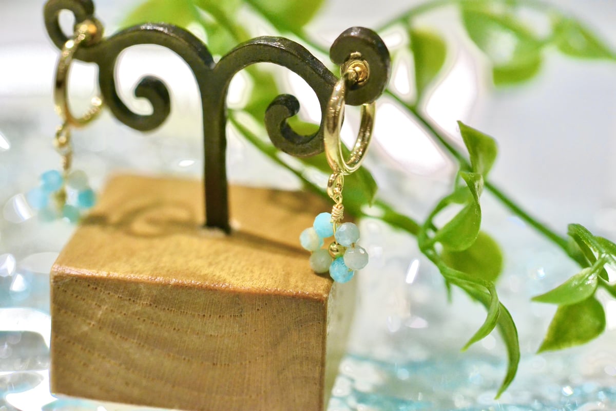 Flower Motif Stones Clip Earrings*天然石使用 | OctaH...
