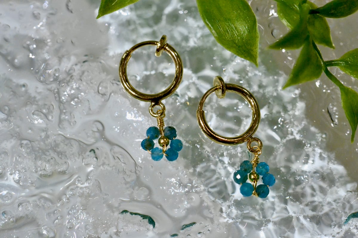 Flower Motif Stones Clip Earrings*天然石使用 | OctaH...