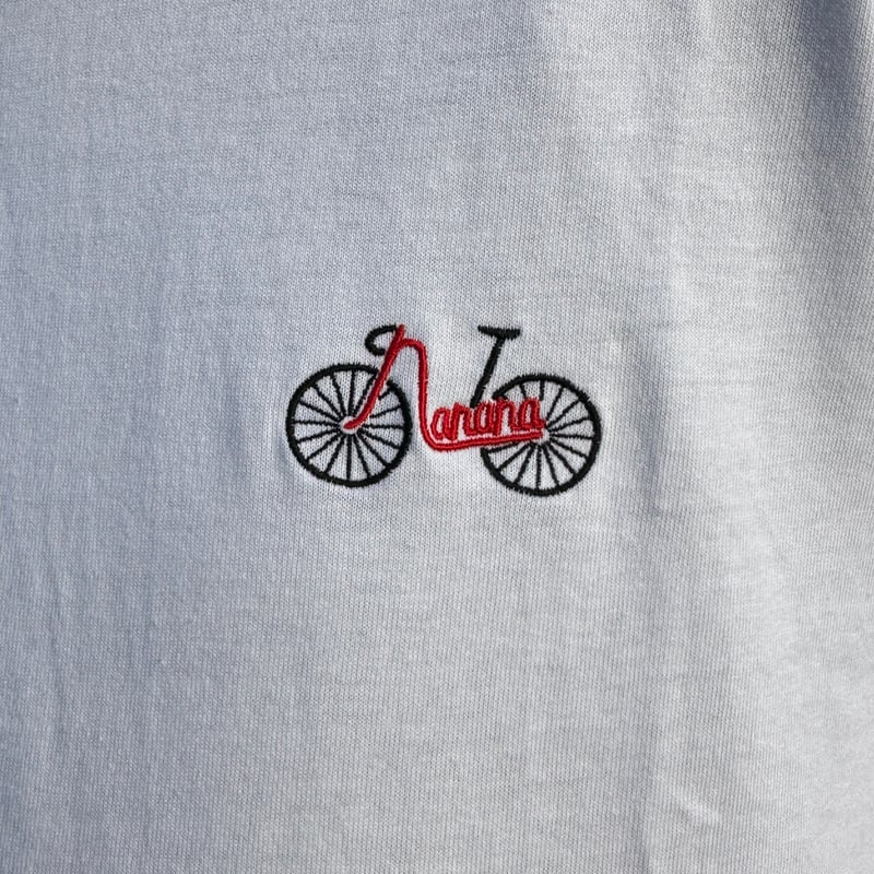 刺繍レッド】自転車ロングスリーブTシャツ(ホワイト 刺繍レッド】自転車ロングスリーブTシャツ(ホワイト