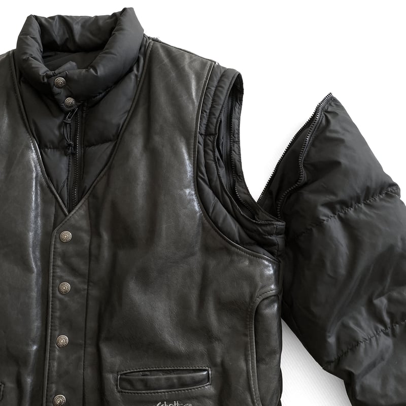 Down Leather Vest Puffy Jacket by Schott N.Y.C Down Leather Vest Puffy Jacket by Schott N.Y.C