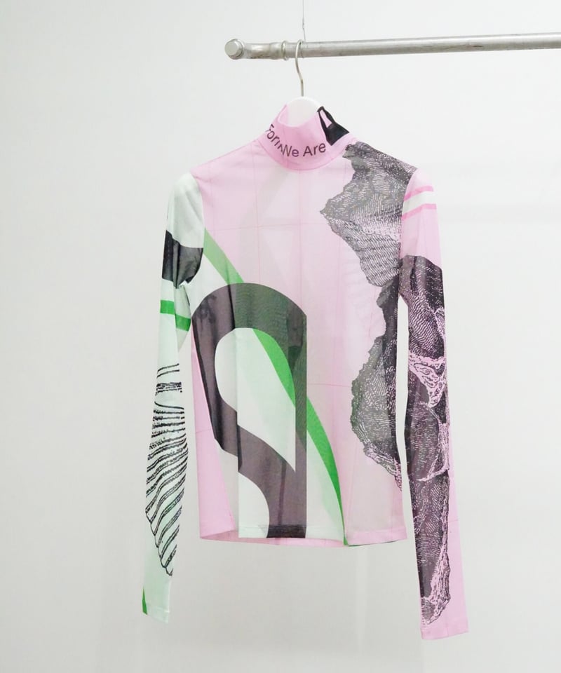 YOHEI OHNO】Graphic mesh top PINK | abundantism YOHEI OHNO】Graphic mesh top PINK | abundantism
