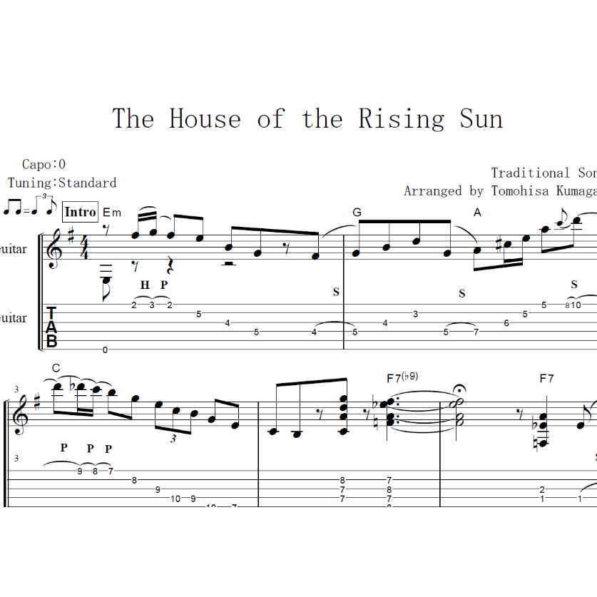 The House of the Rising Sun (Fingerstyle guitar...