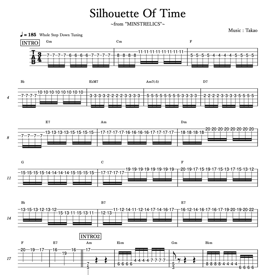 Silhouette Of Time Gt TAB譜 | Takao Music Library