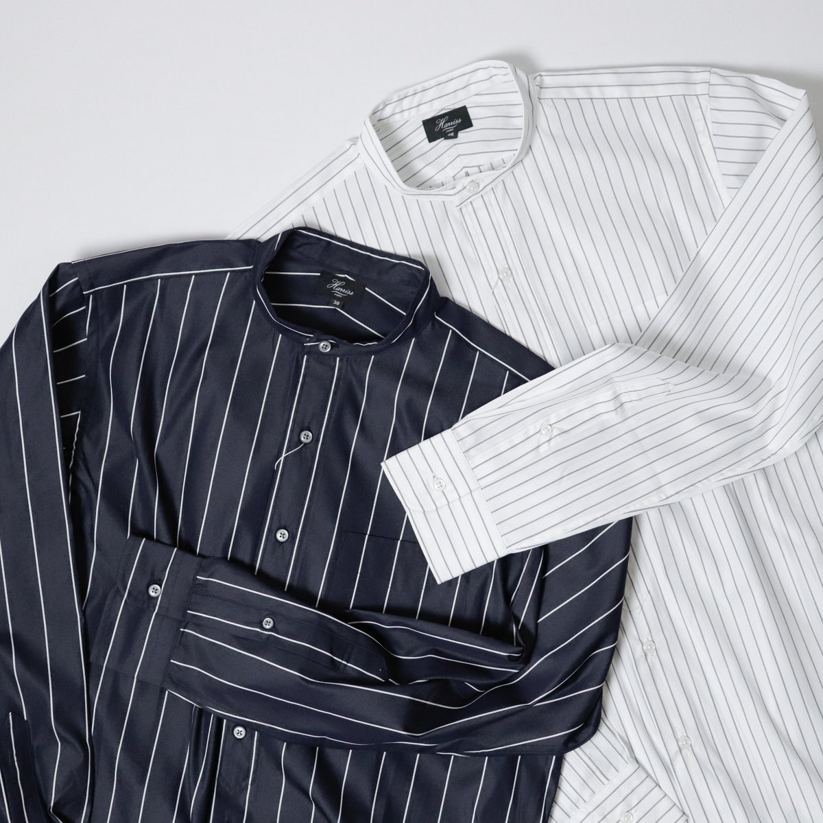 【MEN'S】Harriss[ハリス] バンドカラーストライプシャツ HS242-17006 ...