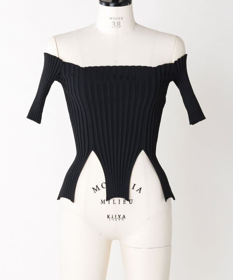 FETICO / RIB KNIT SLIT TOP ( BLACK ) | ANOCOLOE FETICO / RIB KNIT SLIT TOP ( BLACK ) | ANOCOLOE