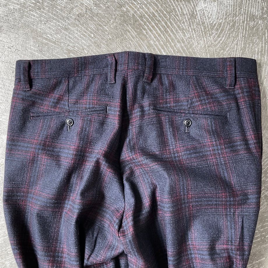Glen Plaid Wool Blend Cloth / 2 In-pleat Wide P...