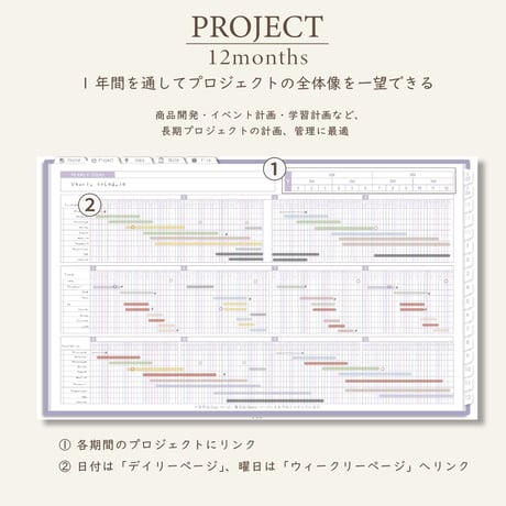 2026年1月始まりしごと手帳[月曜始まり／週：ブロック／日：1DAY／色：スミレ] | HE...