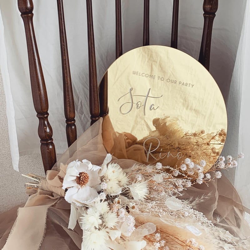 お花オリジナルオーダー可】circle welcomeboard + bouquet お花オリジナルオーダー可】circle welcomeboard + bouquet
