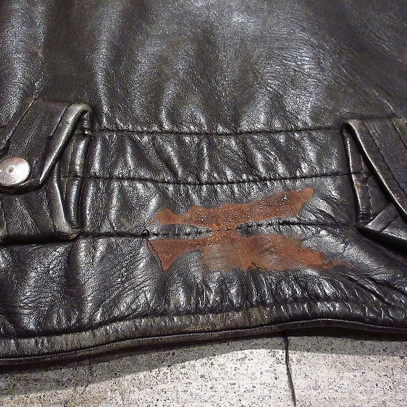 ビンテージ70's○レザーダブルライダースジャケット黒size 46 ビンテージ70's○レザーダブルライダースジャケット黒size 46