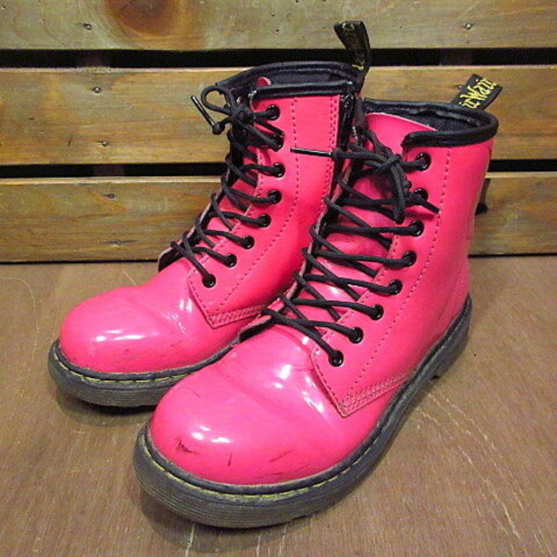 Dr.Martensサイドジップ8ホールエナメルブーツピンク○201106n8 Dr.Martensサイドジップ8ホールエナメルブーツピンク○201106n8