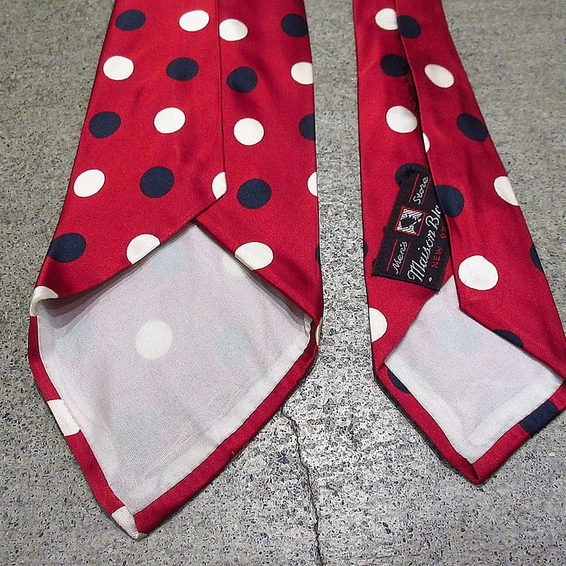 ビンテージ30's40's○Maison Blancheドット柄ネクタイ赤 ビンテージ30's40's○Maison Blancheドット柄ネクタイ赤