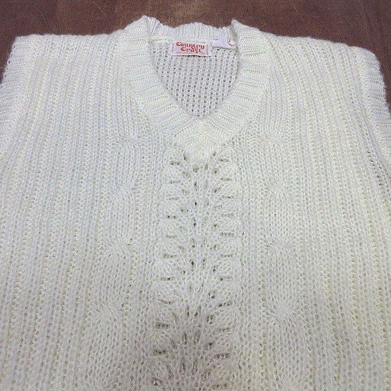 ビンテージ70's○Country Craftケーブル編みアクリルニット ビンテージ70's○Country Craftケーブル編みアクリルニット