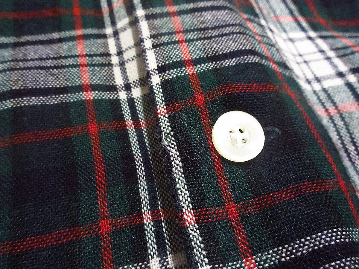 ビンテージ50's60's○チェックウール長袖ループカラーシャツ ビンテージ50's60's○チェックウール長袖ループカラーシャツ